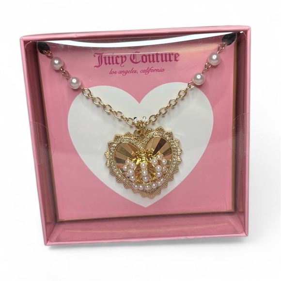 Juicy Couture | Jewelry | Juicy Couture Gold And Pearl Heart Necklace ...